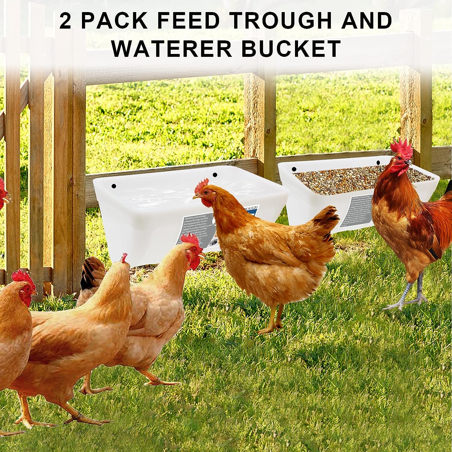 Chicken Feeder and Waterer Set 20 Pound/2.6 Gallon Automatic Weather ...